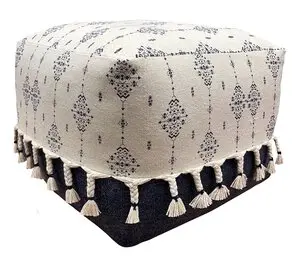 OX BAY TRADING CO. Ox Bay Tribal Hand-woven Organic Cotton Pouf Ot Toman - One-color