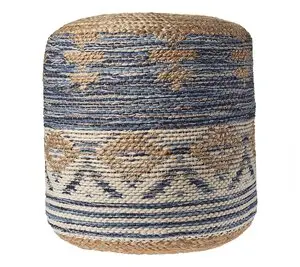 OX BAY TRADING CO. Ox Bay Geometric Hand-woven Organic Jute Pouf O Ttoman - One-color