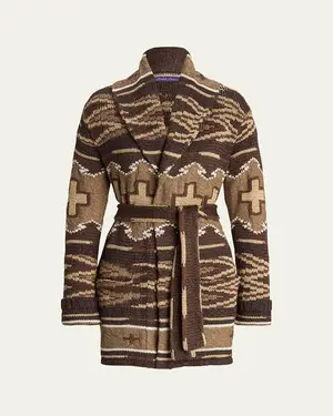 Ralph Lauren Shawl Knit Self-tie Cardigan - Tan