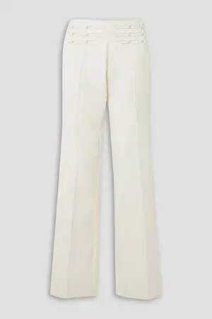 Stella McCartney Embroidered Button-embellished Grain De Poudre Wool Bootcut Trousers