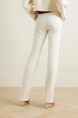 Stella McCartney Embroidered Button-embellished Grain De Poudre Wool Bootcut Trousers