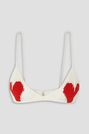 Stella McCartney Crocheted Cotton Triangle Bra Top - Ivory