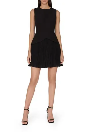 MILLY Haddy Pleated Mini Dress - Black