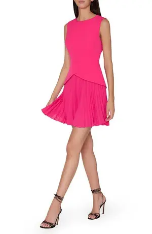 MILLY Haddy Pleated Mini Dress - Pink