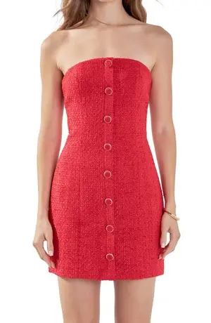 Endless Rose Strapless Tweed Sheath Minidress