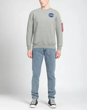Alpha Industries Crewneck Sweatshirt With Embroidered Logo - Grey