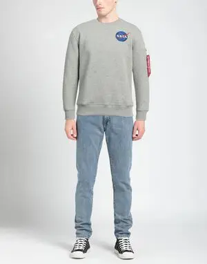 Alpha Industries Crewneck Sweatshirt With Embroidered Logo - Grey