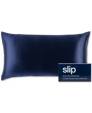 Slip Pure Silk King Pillowcase Navy Blue