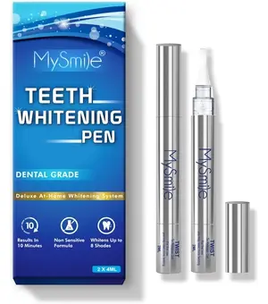 MYSMILE Teeth Whitening Pen Kit 14 Treatments 2pcs Non-sensitive Teeth Whitening Gel Pen For Whiter Teeth - Silver