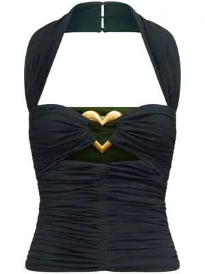 AREA Heart Ruched Halter Top