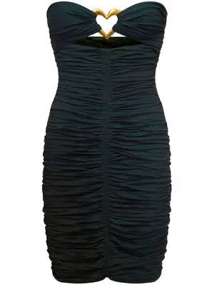 AREA Heart-ring Ruched Mini Dress - Green