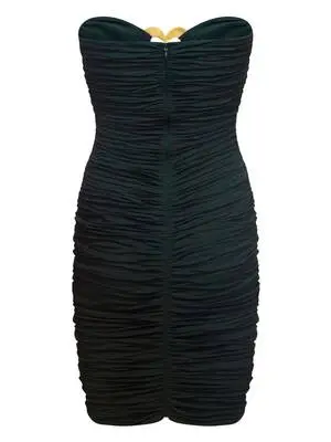 AREA Heart-ring Ruched Mini Dress - Green