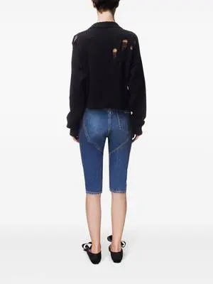 AREA Butterfly-embellished Organic Cotton-blend Cardigan - Black