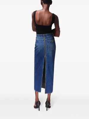 AREA Logo-charm Denim Midi Skirt