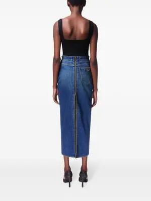 AREA Logo-charm Denim Midi Skirt