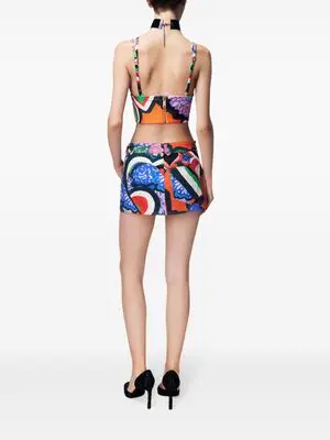 AREA Abstract-print Denim Miniskirt