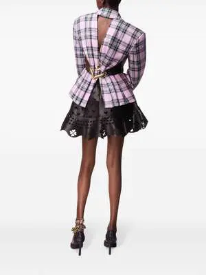 AREA Heart Cutout Checked Blazer