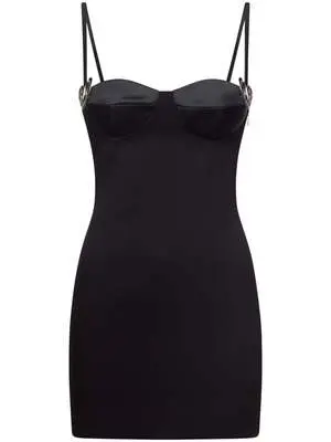 AREA Heart-motif Twill Mini Dress - Black