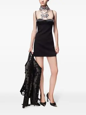 AREA Heart-motif Twill Mini Dress - Black