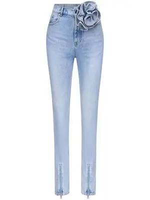 AREA Flower Corsage Ankle-zip Jeans