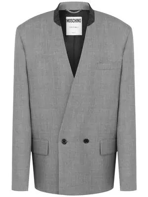 Moschino Collarless Double-breasted Blazer