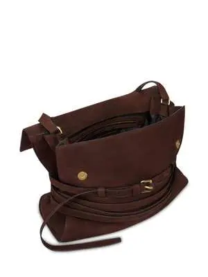 Moschino Medium Tie Me Leather Shoulder Bag - Brown
