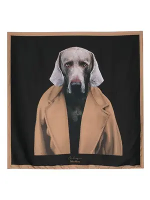 Max Mara Dog-print Silk Scarf