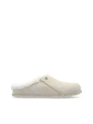 BIRKENSTOCK Faux-fur Trim Slippers - Neutrals