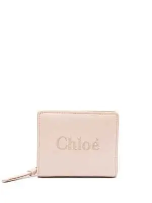 Chloé Sense Logo-embroidered Leather Wallet - Pink
