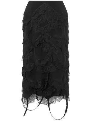 Moschino Distressed-effect Silk Midi Skirt - Black