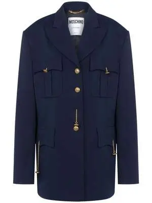 Moschino Peak-lapel Cotton-blend Coat - Blue
