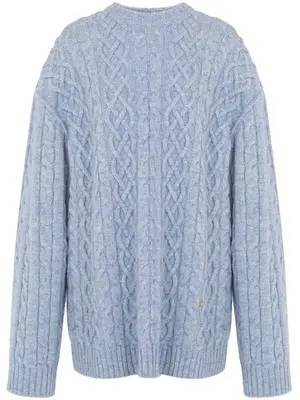 Moschino Cable Knit Virgin Wool Jumper - Blue