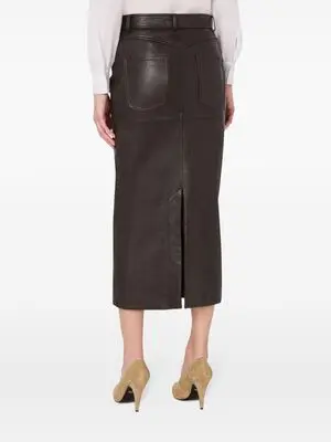 Moschino Pencil Leather Midi Skirt