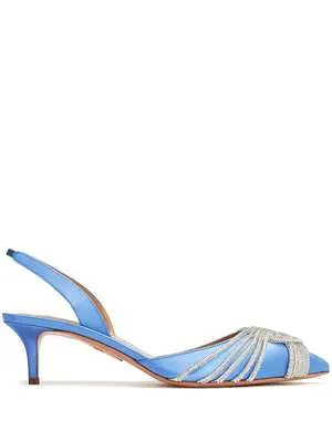 AQUAZZURA 50mm Gatsby Slingback Pumps - Blue