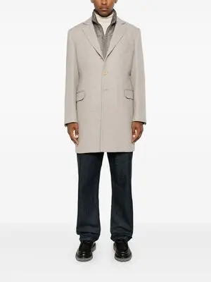 FAY Layered Herringbone Pattern Coat