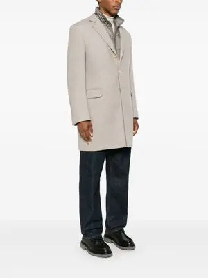 FAY Layered Herringbone Pattern Coat