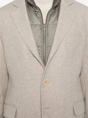 FAY Layered Herringbone Pattern Coat