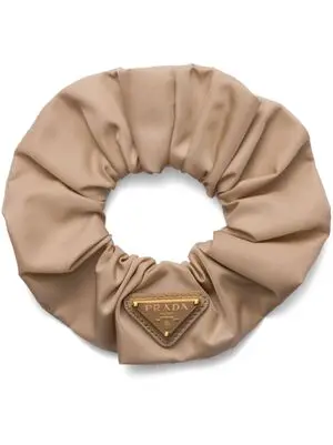 Prada Re-nylon Scrunchie With Triangle Logo - Brown