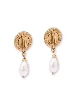 Moschino Faux Pearl Clip-on Drop Earrings - Gold