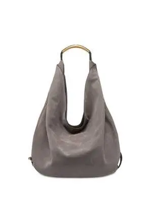 Moschino Handle Me Leather Shoulder Bag - Grey