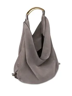 Moschino Handle Me Leather Shoulder Bag - Grey