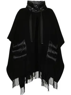 Herno Cape With Fringe Detailing - Black