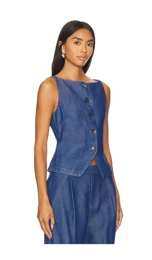 LOVERS AND FRIENDS Agathe Vest Top - Blue Denim