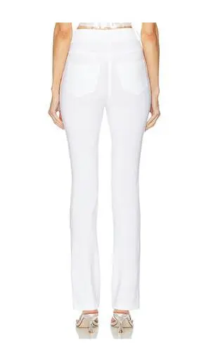Norma Kamali High Waist Boot Leg Jean In White