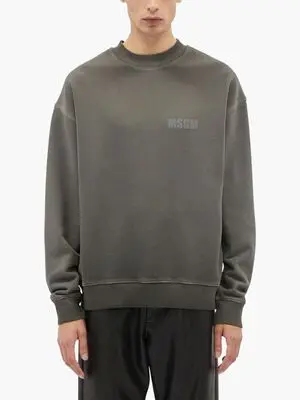 MSGM Logo-print Cotton Sweatshirt - Grey