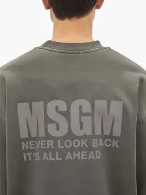 MSGM Logo-print Cotton Sweatshirt - Grey