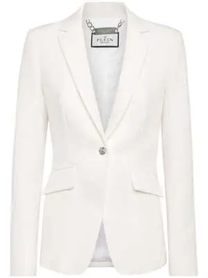 Philipp Plein Cady Blazer With Crystal Skull Appliqu - White