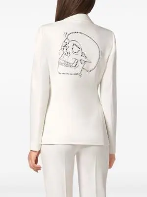 Philipp Plein Cady Blazer With Crystal Skull Appliqu - White