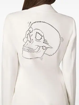 Philipp Plein Cady Blazer With Crystal Skull Appliqu - White