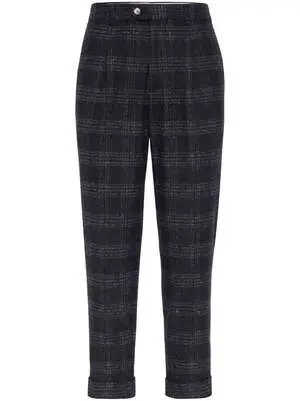 Brunello Cucinelli Check-pattern Trousers - Black